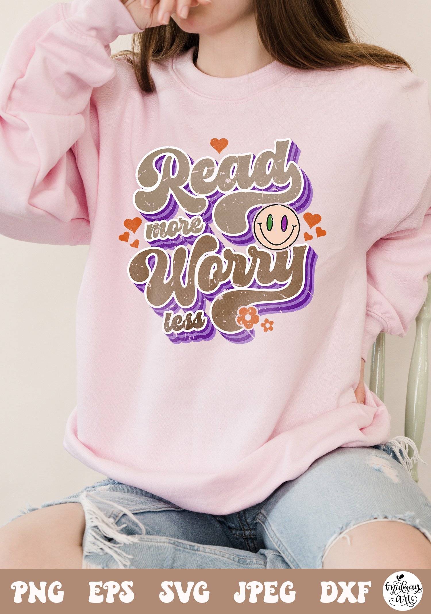 Read More Worry Less Svg png, Book Lover Svg, Reading Svg