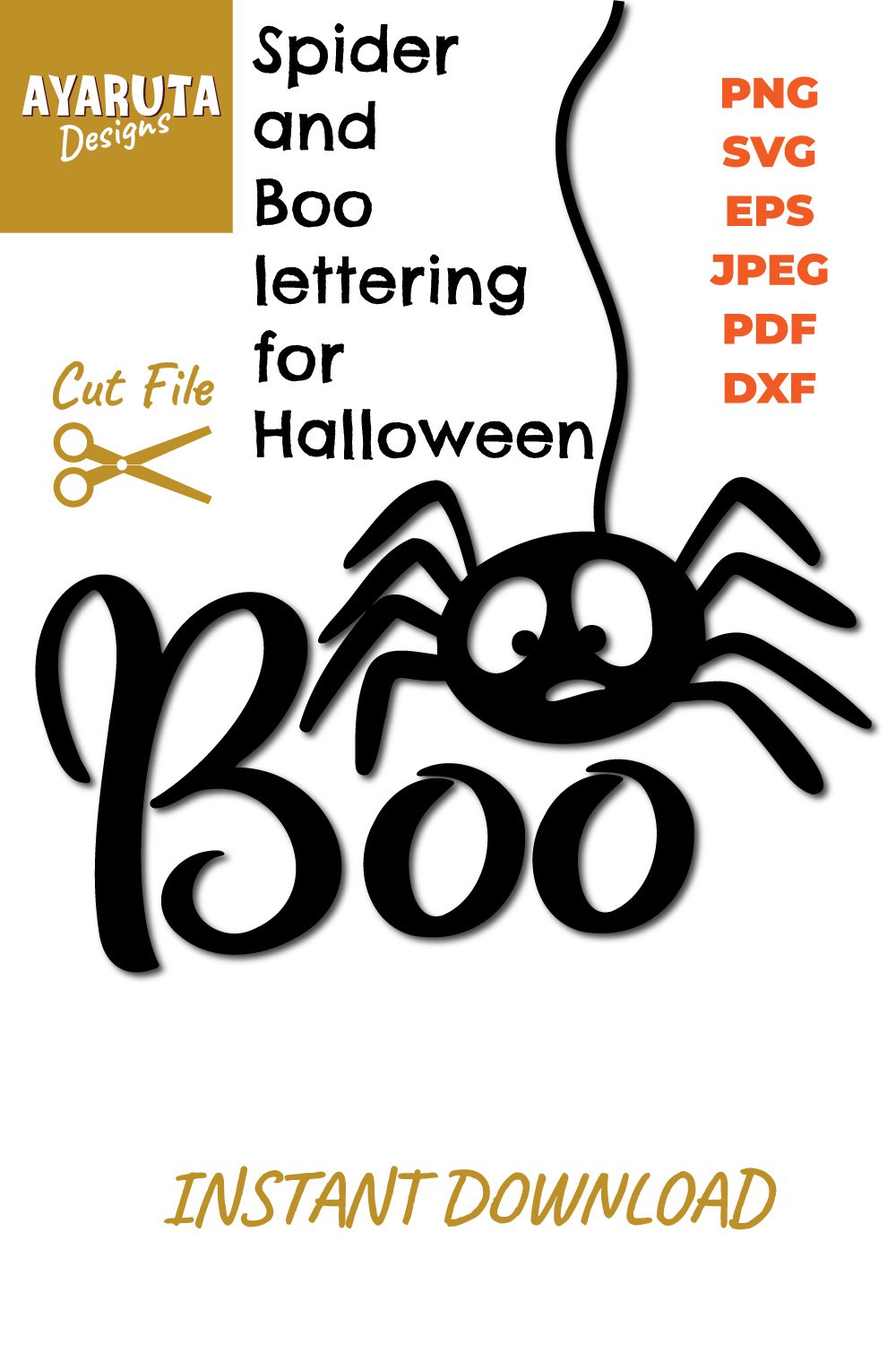 Halloween Spider Boo SVG, Spider web, Silhouette Cut file