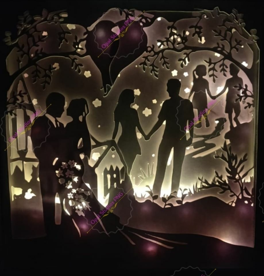 wedding anniversary love 3d layered shadow box light box