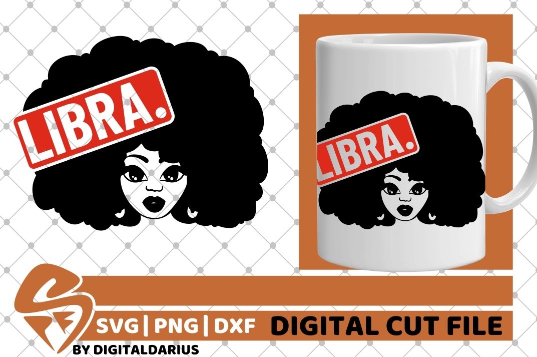 Libra Zodiac Sign svg, Horoscope svg, Black Woman svg, Afro
