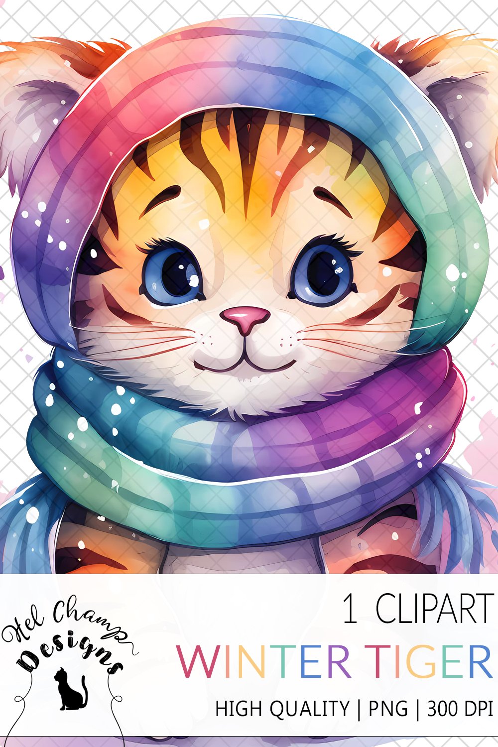 Winter tiger rainbow transparent clipart