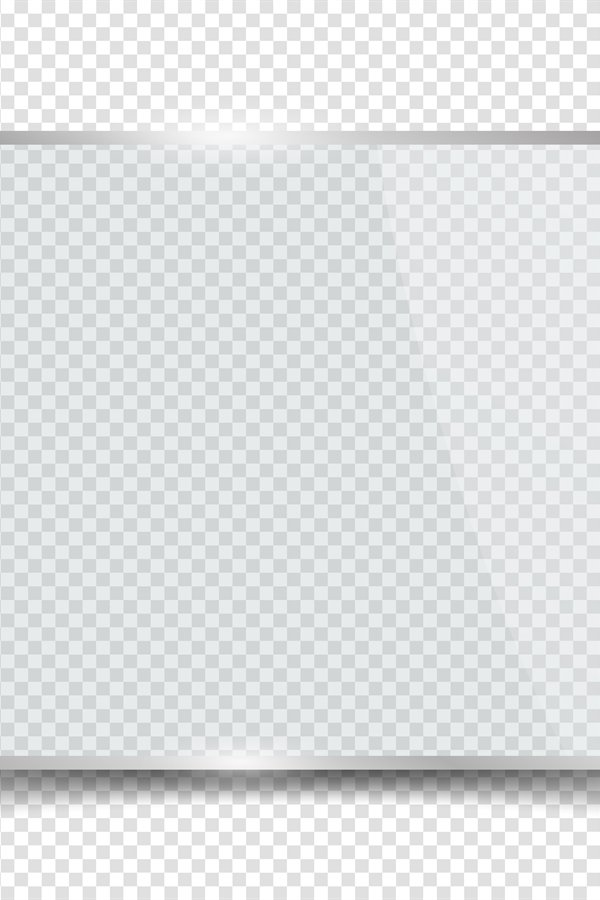 Glass banner. Reflection plexiglas window frame with glares.