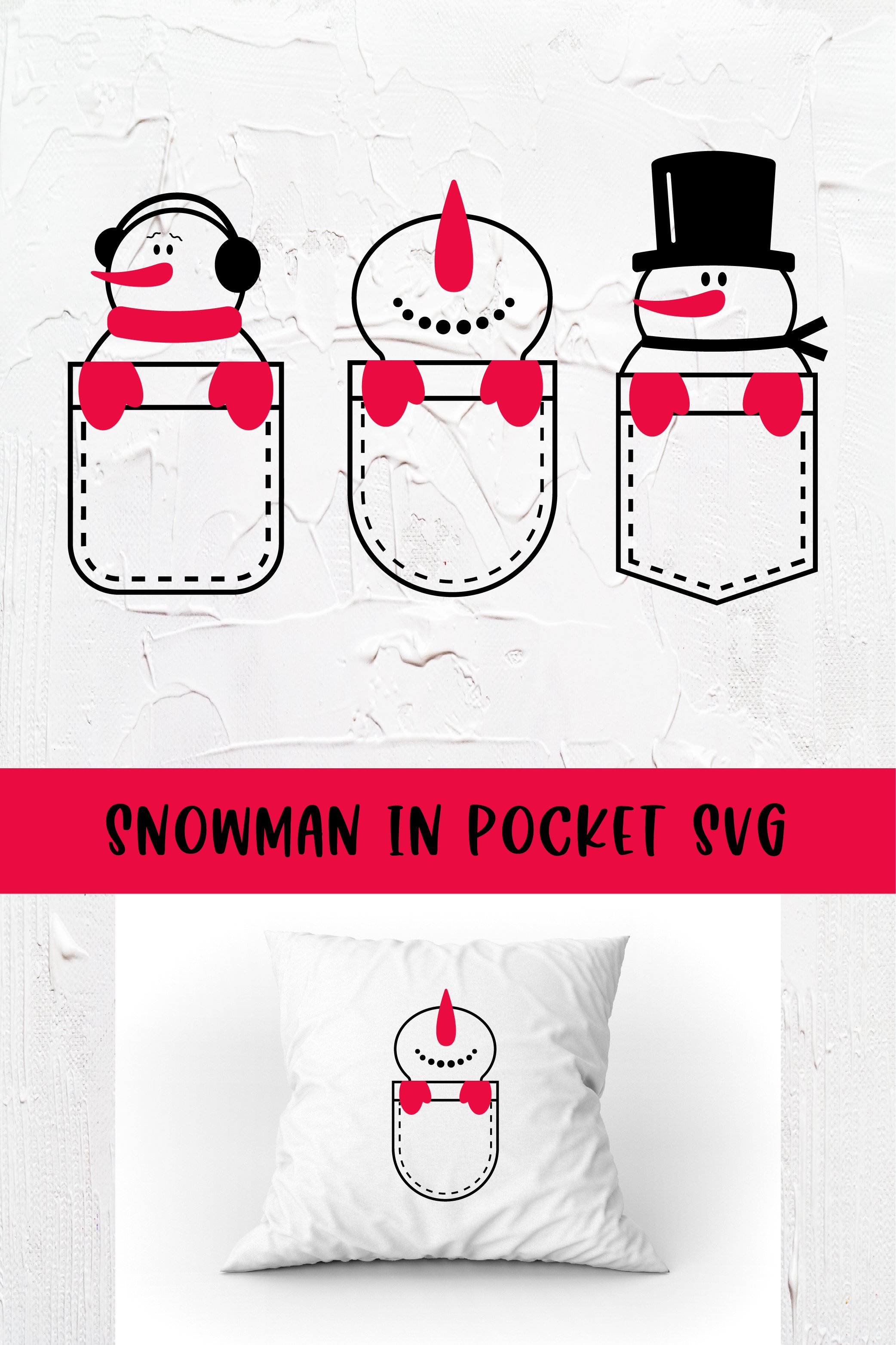 Snowman in Pocket SVG. Christmas Pocket Design SVG