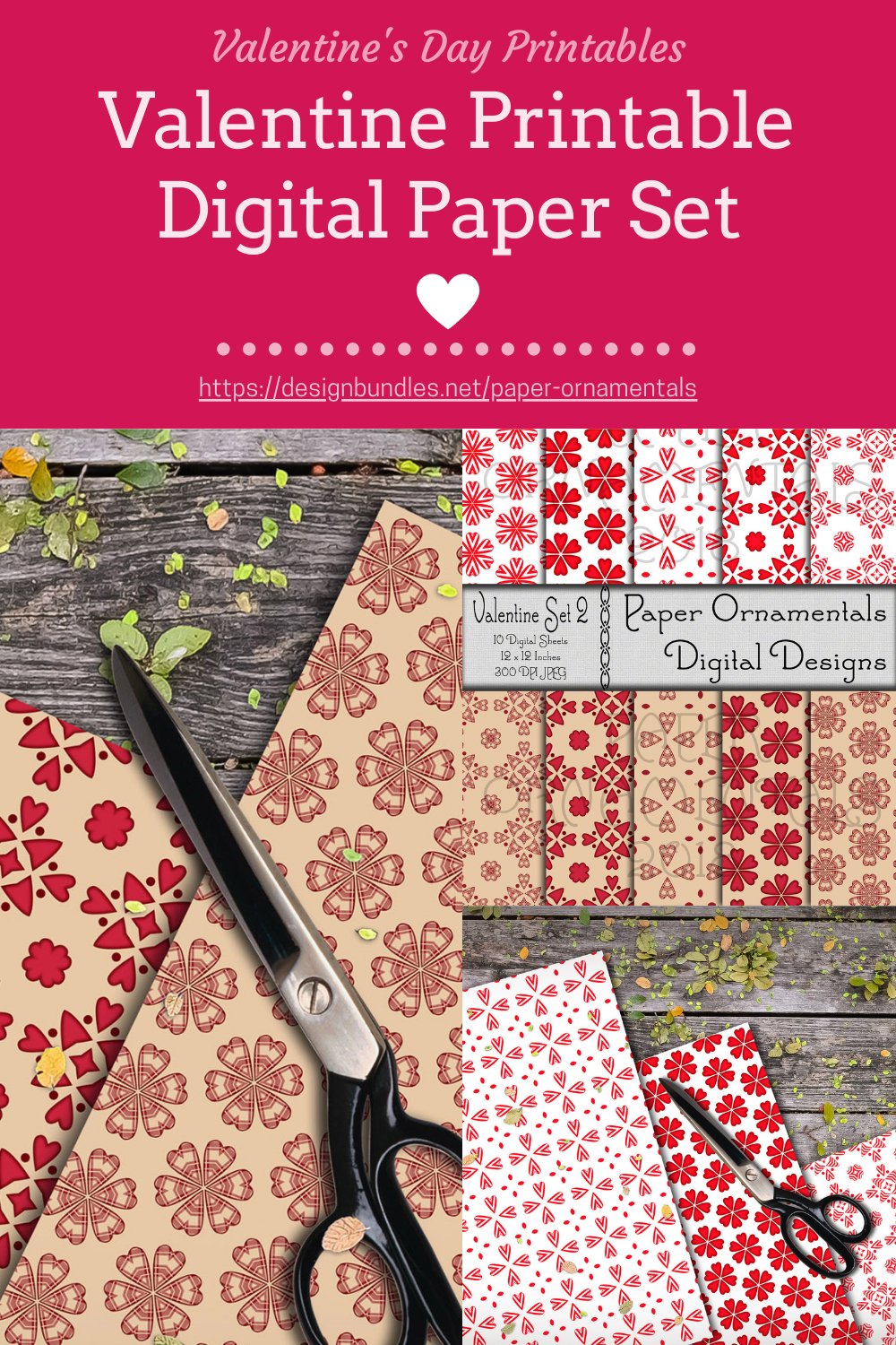 Valentine's Day Digital Paper Set 2 For Crafts & Projects