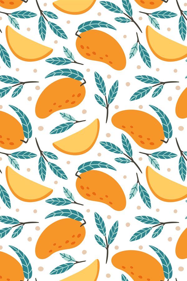 Seamless mango pattern. Hand drawn doodle gourmet sweet mang
