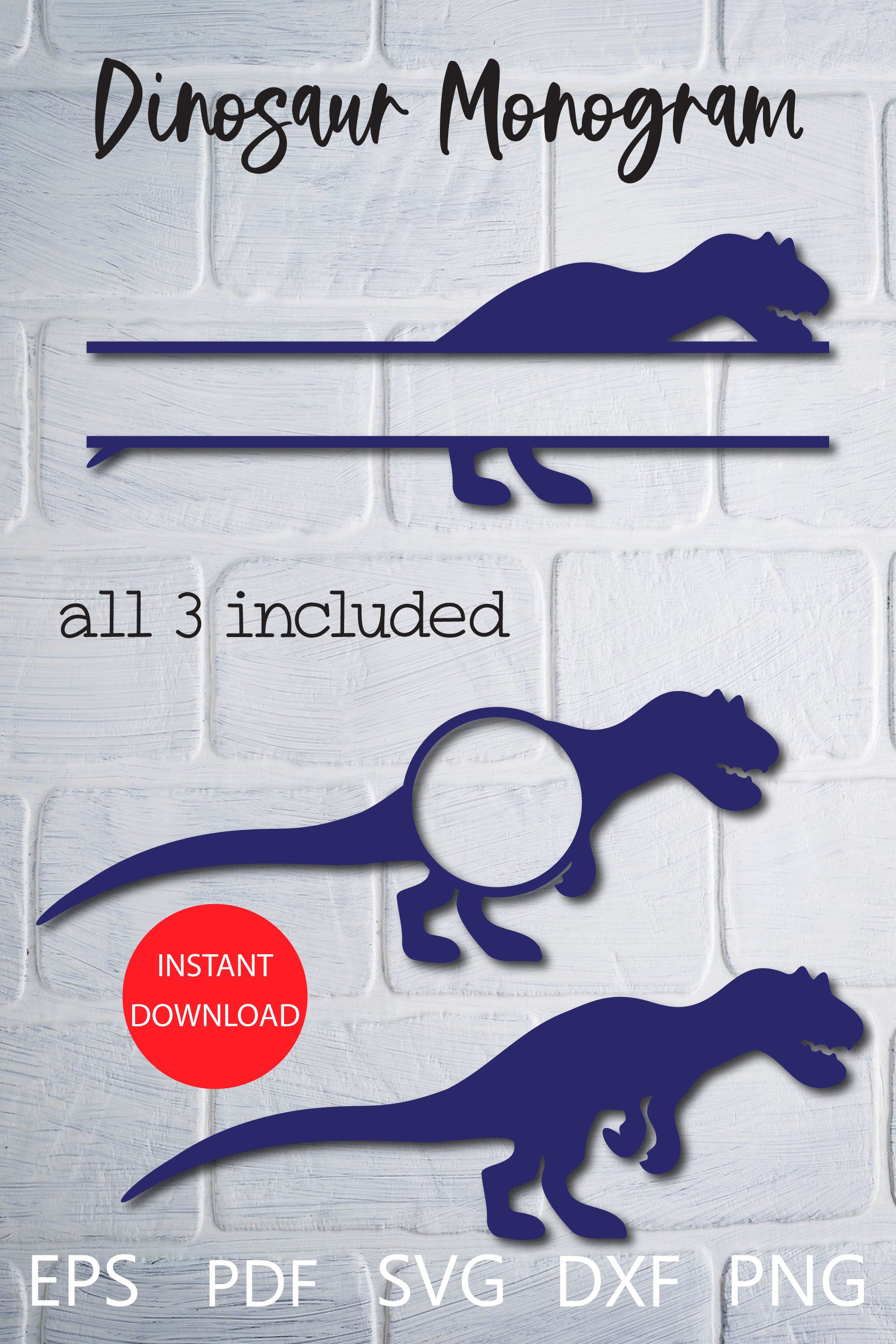 Dinosaur Monogram SVG Cut File for Cricut (826262)