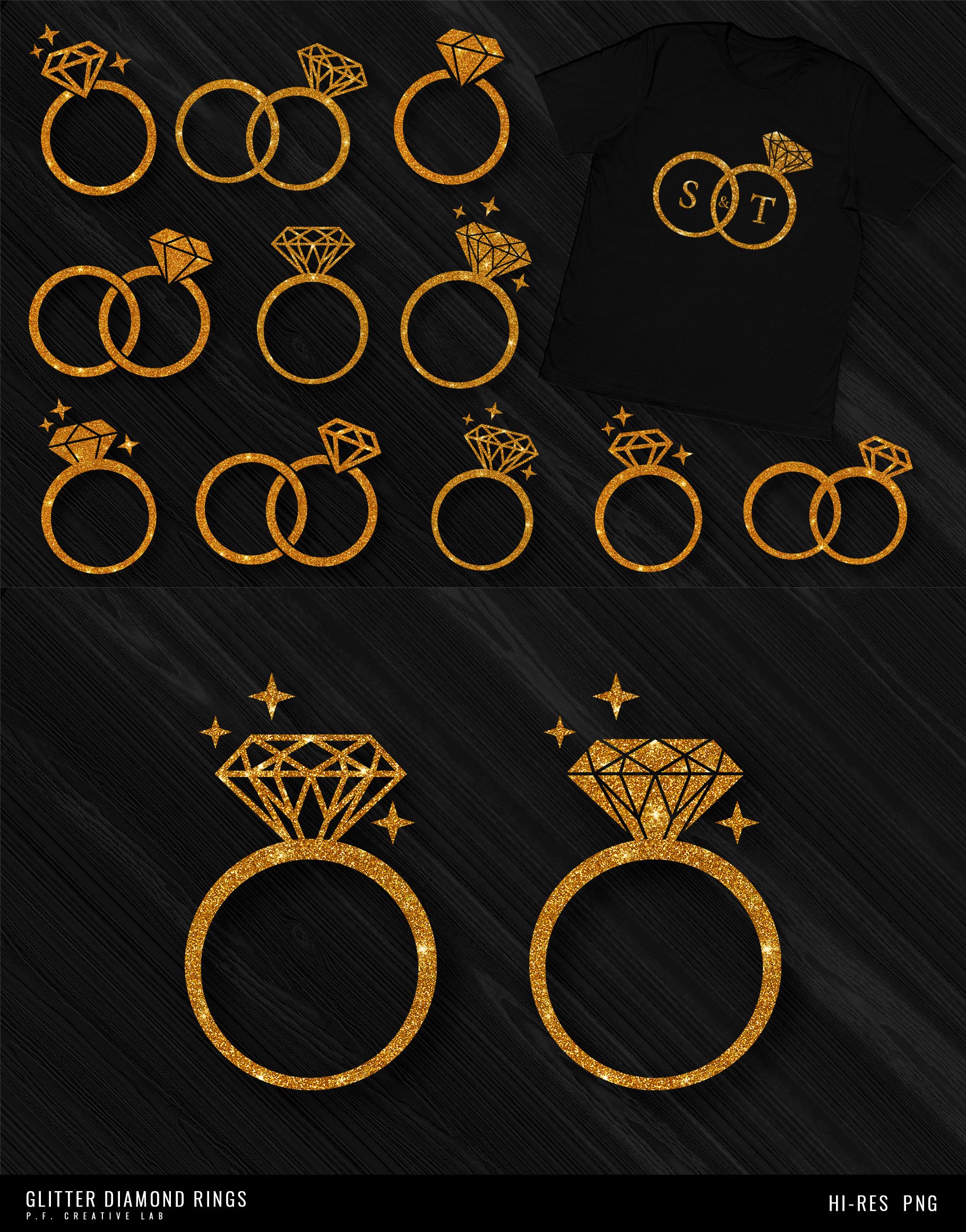 Glitter Diamond Wedding Rings