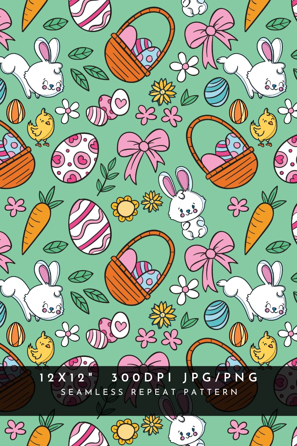 Easter Bunny Seamless Pattern Digital Paper (2413989)