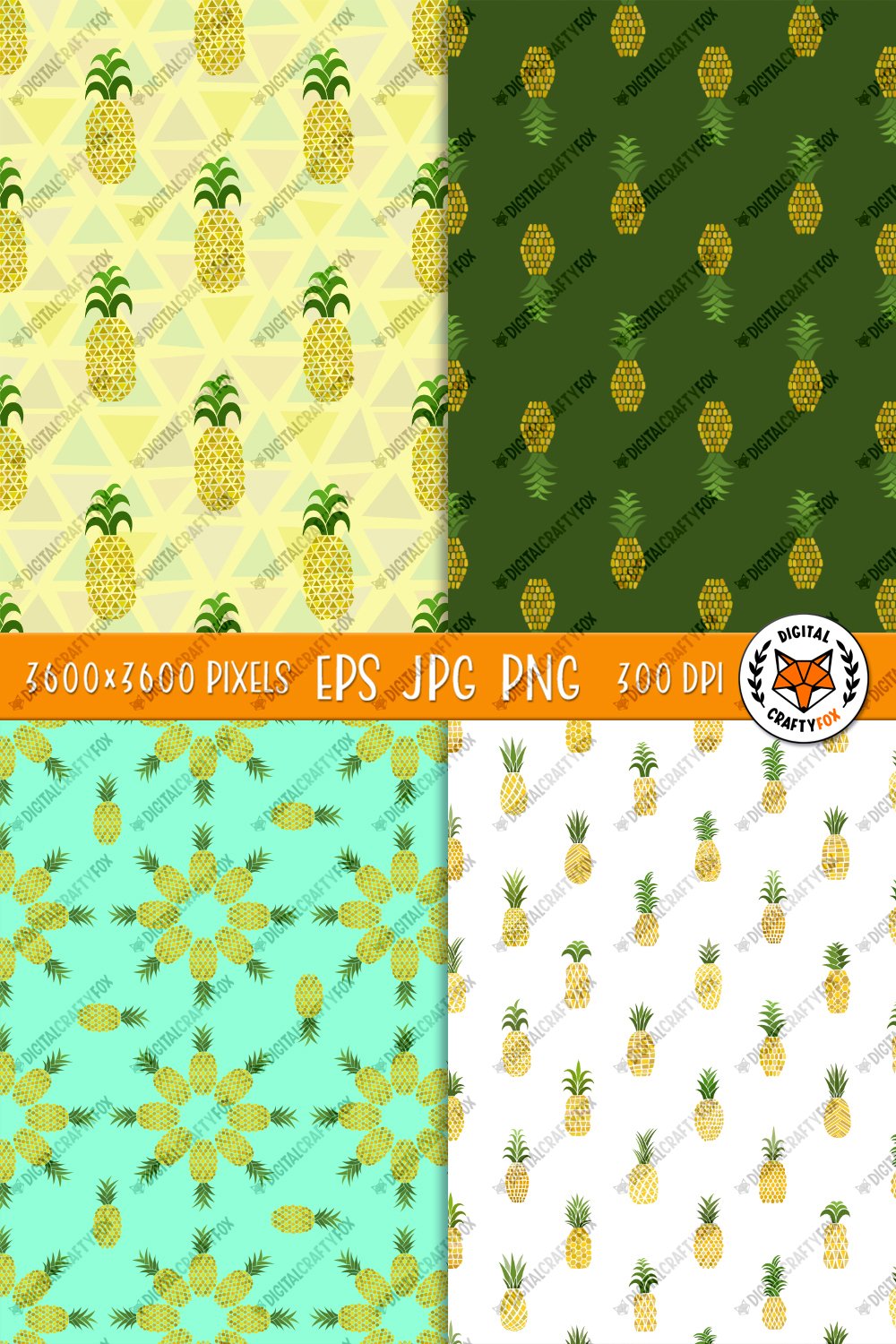 Pineapple Seamless Pattern, Pineapple Digital Paper