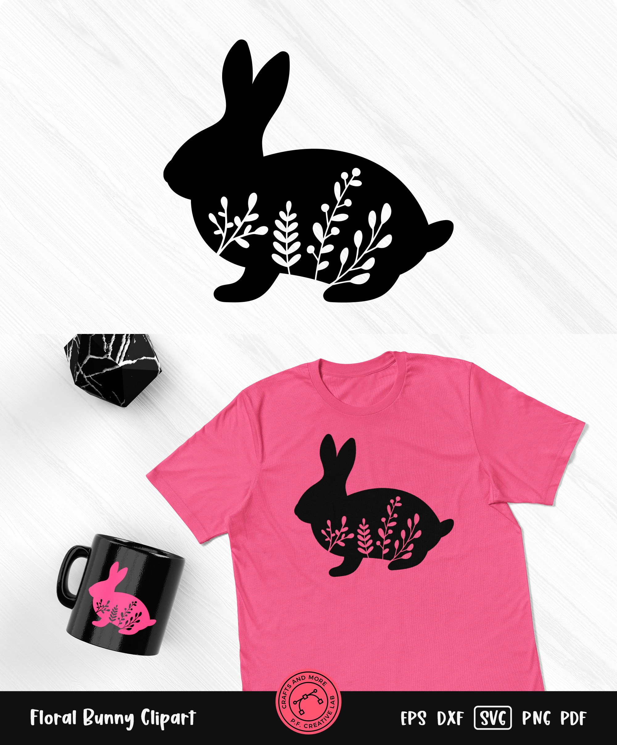 Floral Bunny | Easter Rabbit Clipart