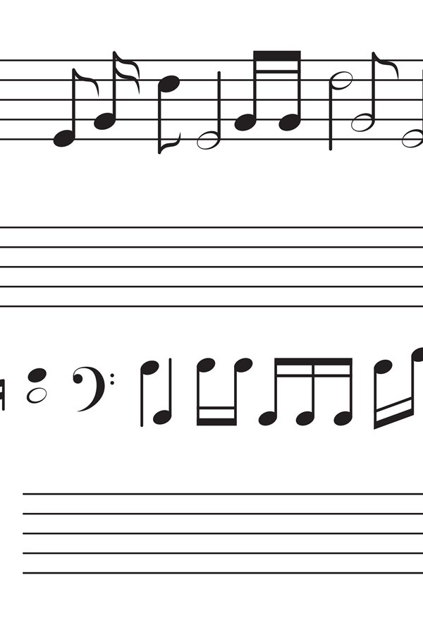 Vector monochrome collection of music notes. Pictures isolat