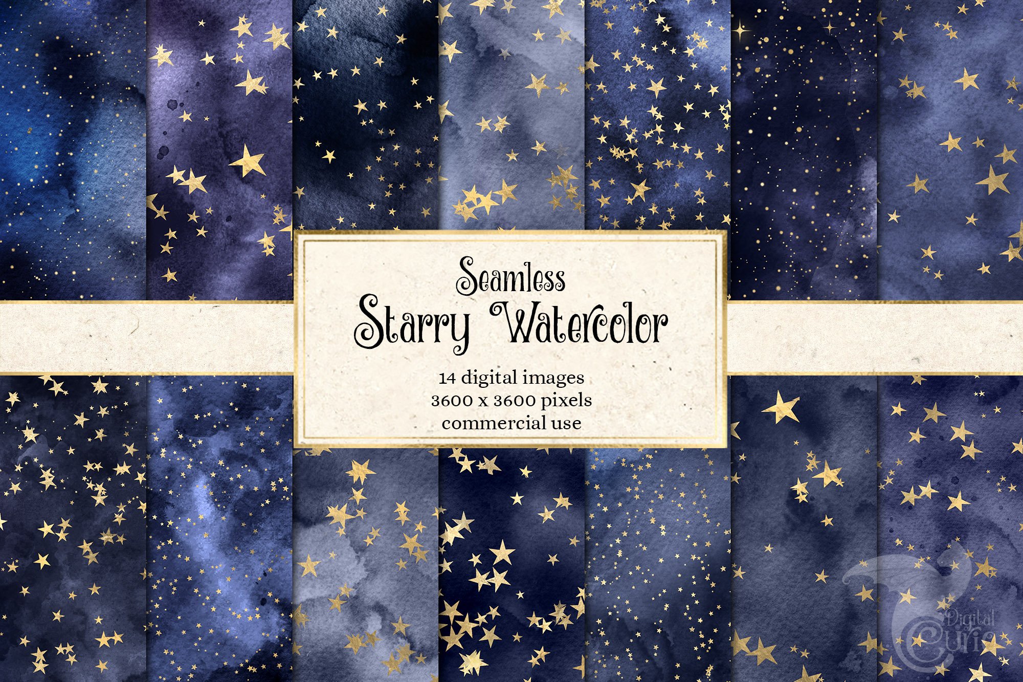 Starry Watercolor Digital Paper