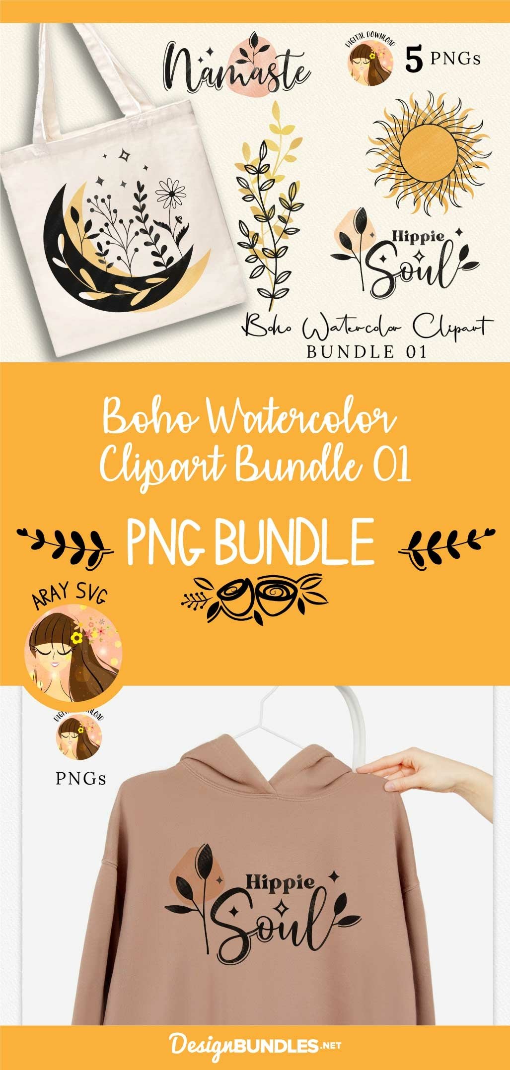 Boho Watercolor Clipart Bundle 01