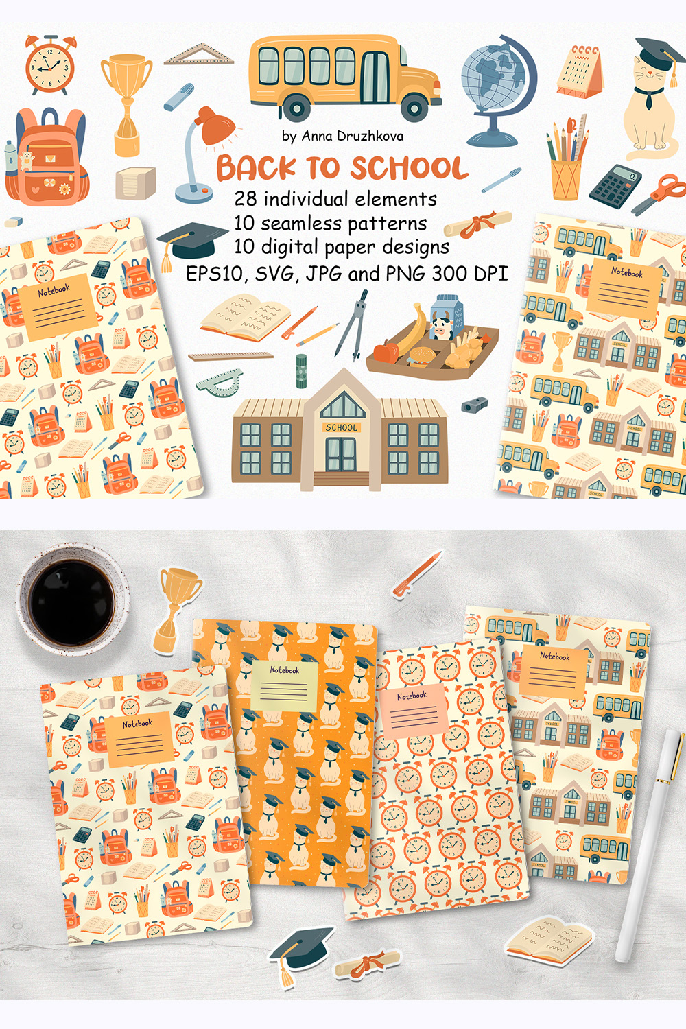 Back to School Clipart & Pattern (5902994)