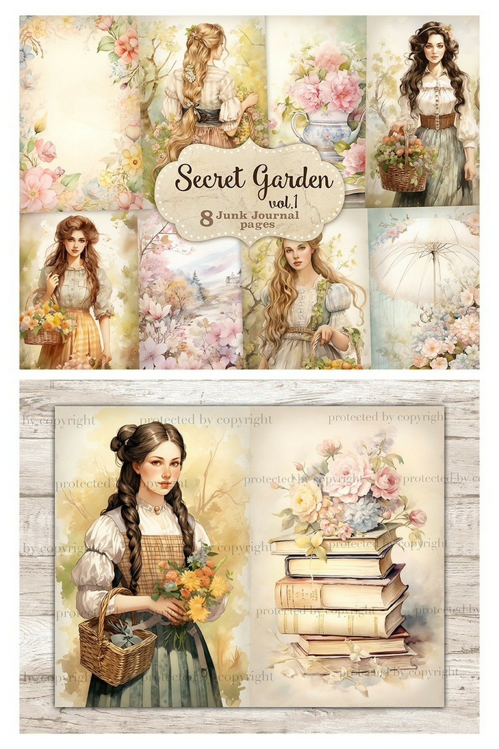 Secret Garden Junk Journal Pages | Digital Collage Sheet