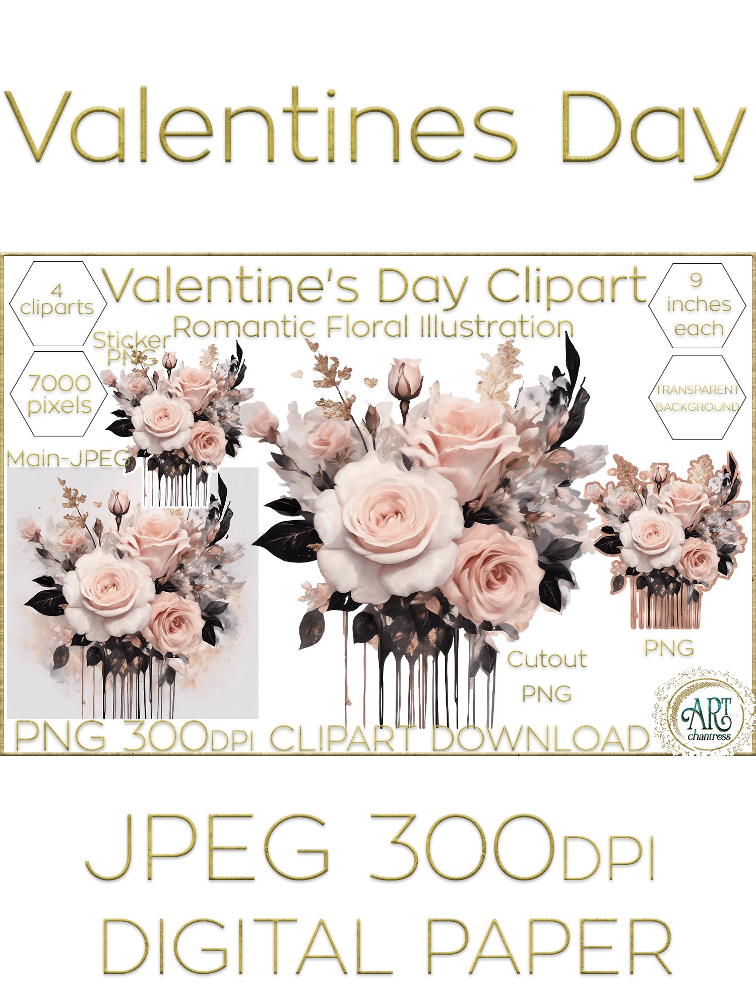 Valentines Day Floral Arrangement Clipart bouquet (3139457)