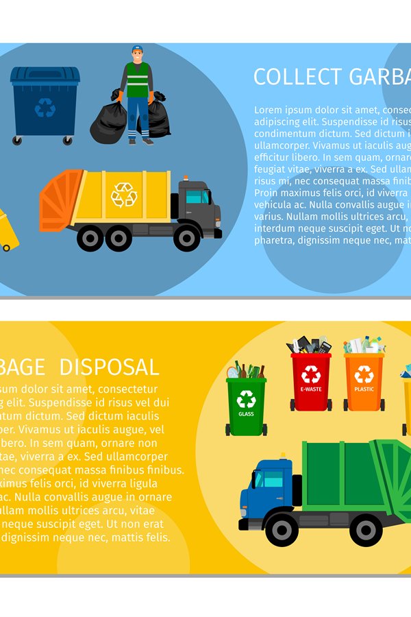 Garbage disposal concept banners
