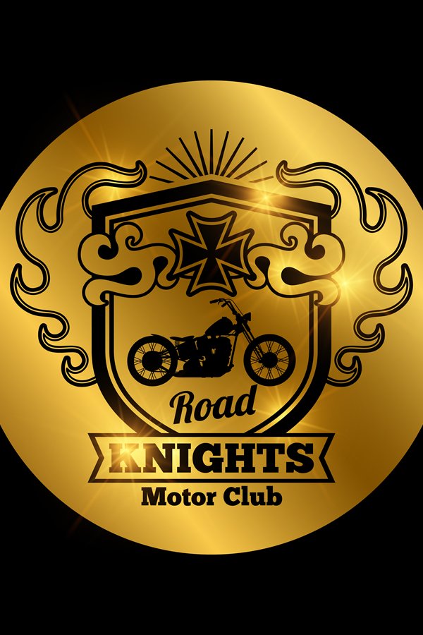 Motorbike club golden vector emblem with motorcycle