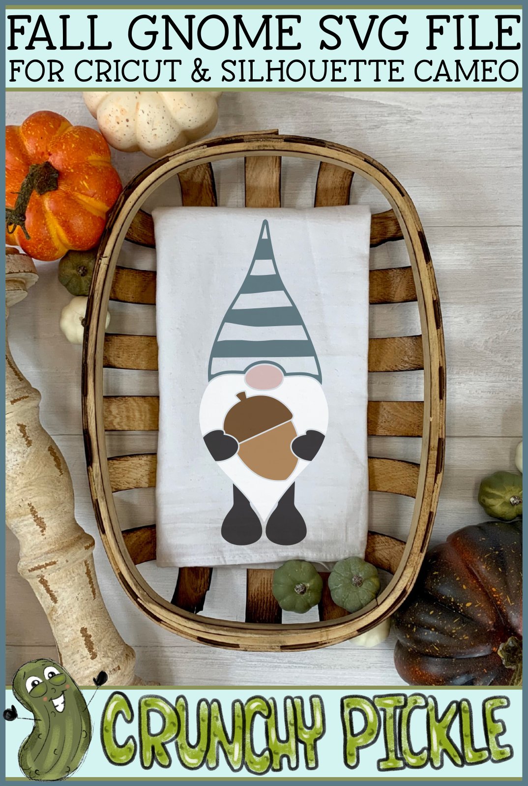 Fall Short Gnome with Acorn SVG File
