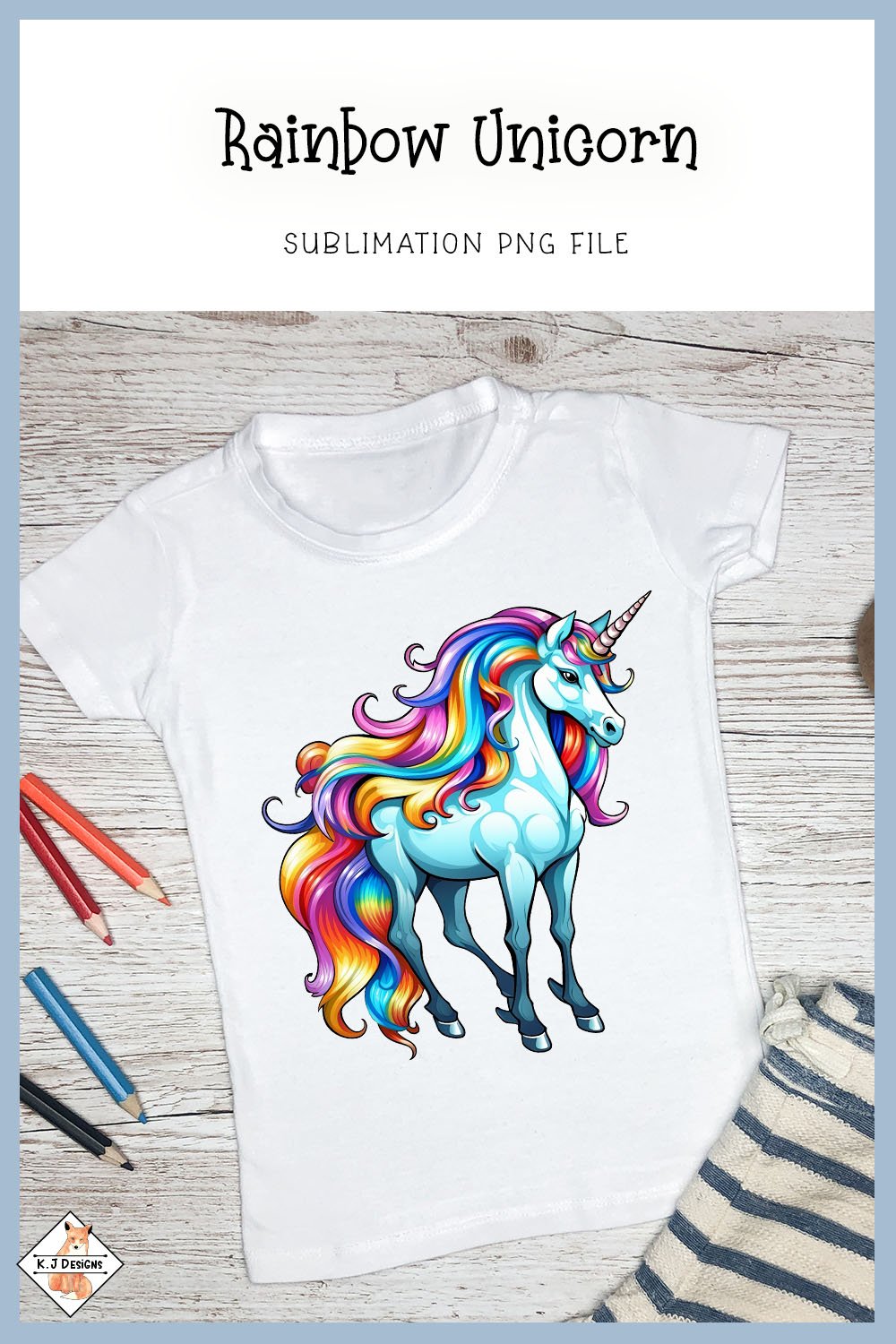 Rainbow Unicorn Clipart | Sublimation Design