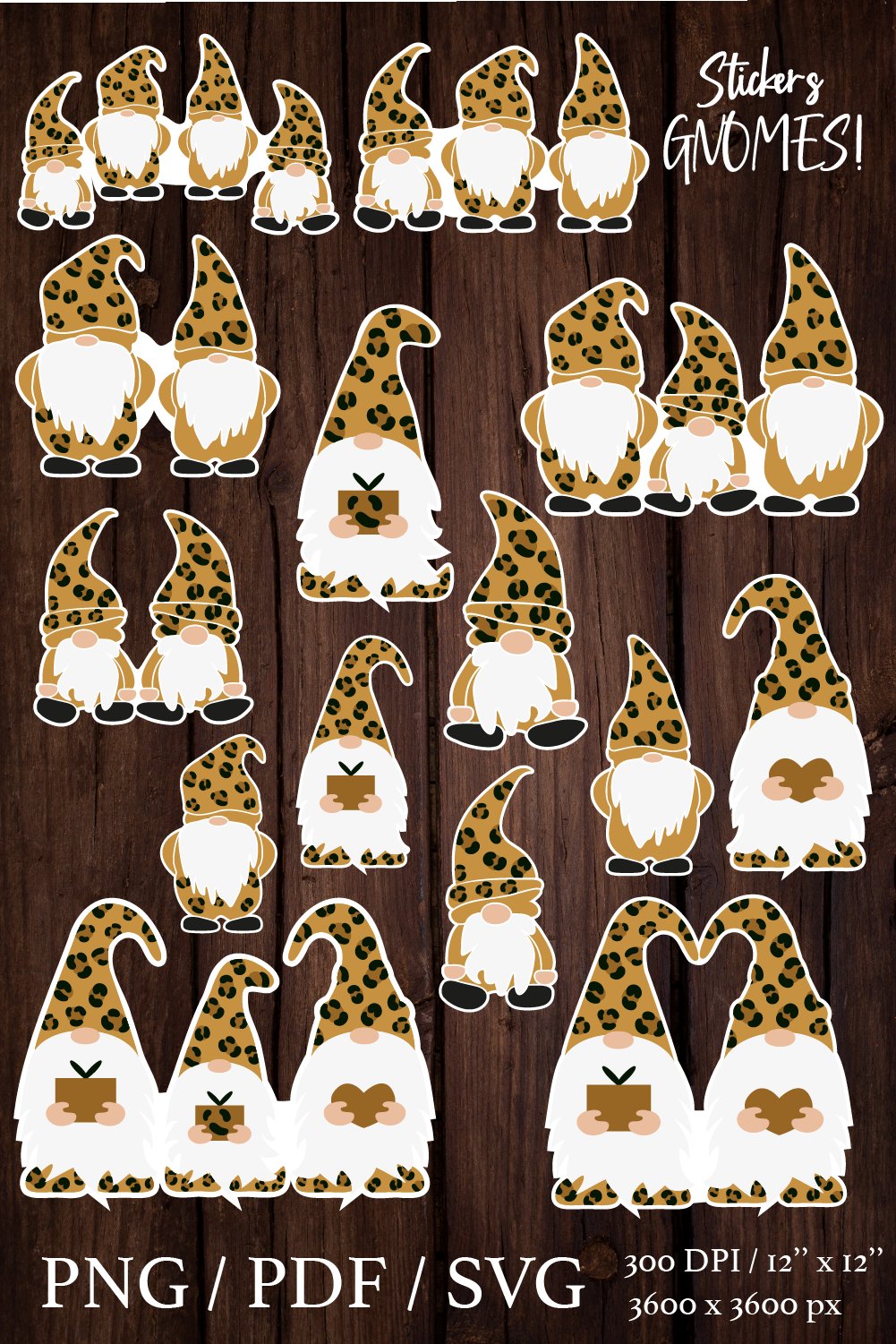 Leopard Gnome stickers. Leopard gnomes.