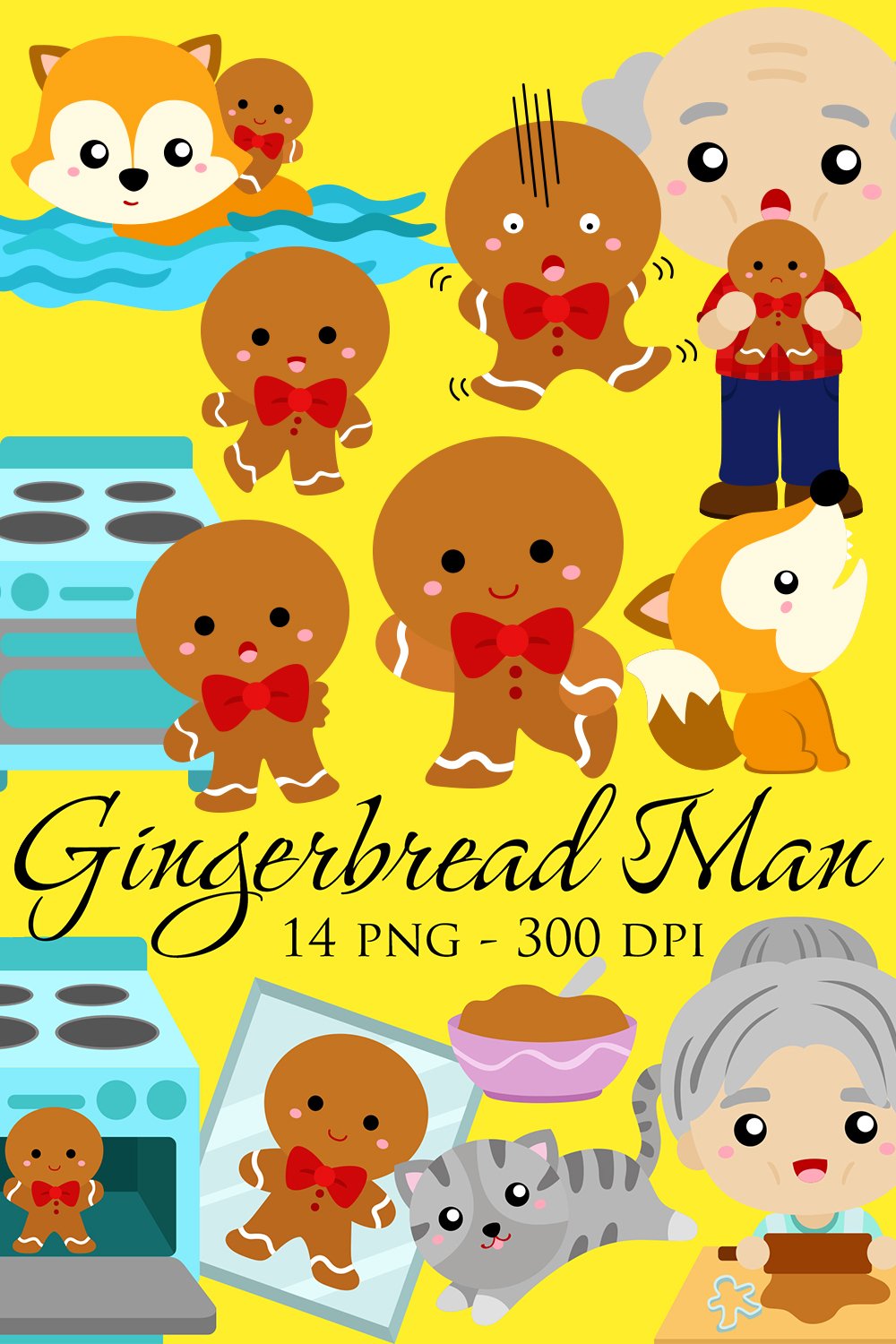 Gingerbread Cookies Man and Animals Illustration Clipart