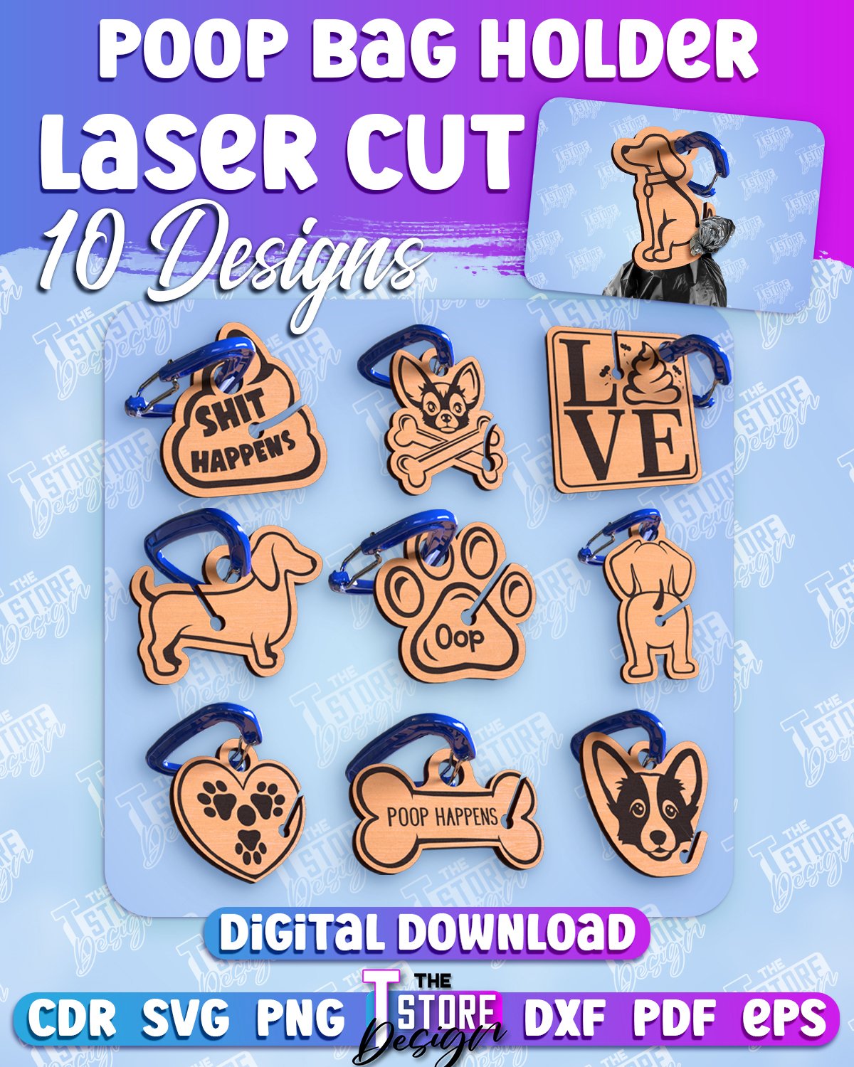 Poop Bag Holder Laser Cut| Wooden Dog Poop Bag Holder | CNC