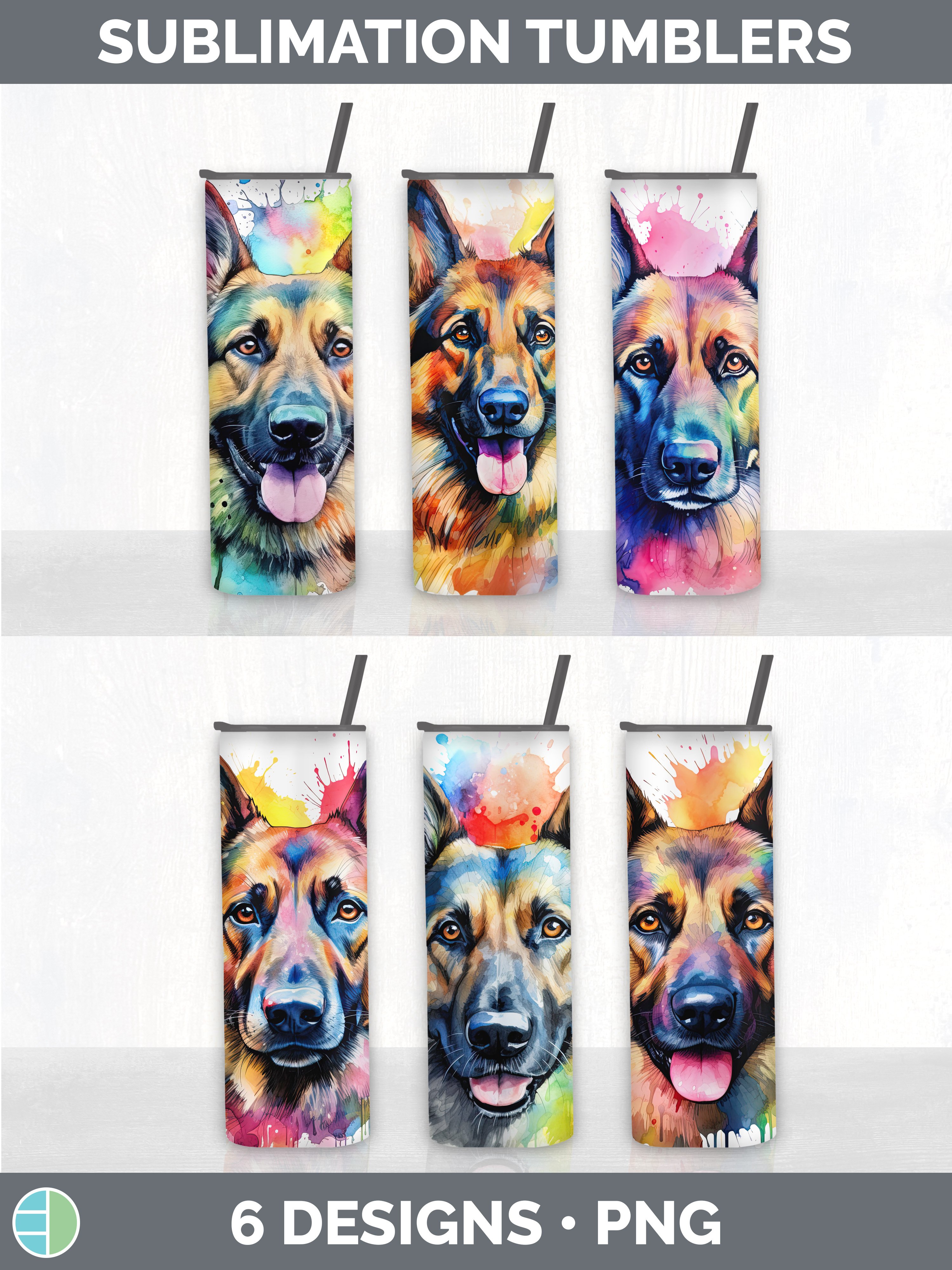 Splat Rainbow German Shepherd Dog Tumbler | Sublimation 20 o