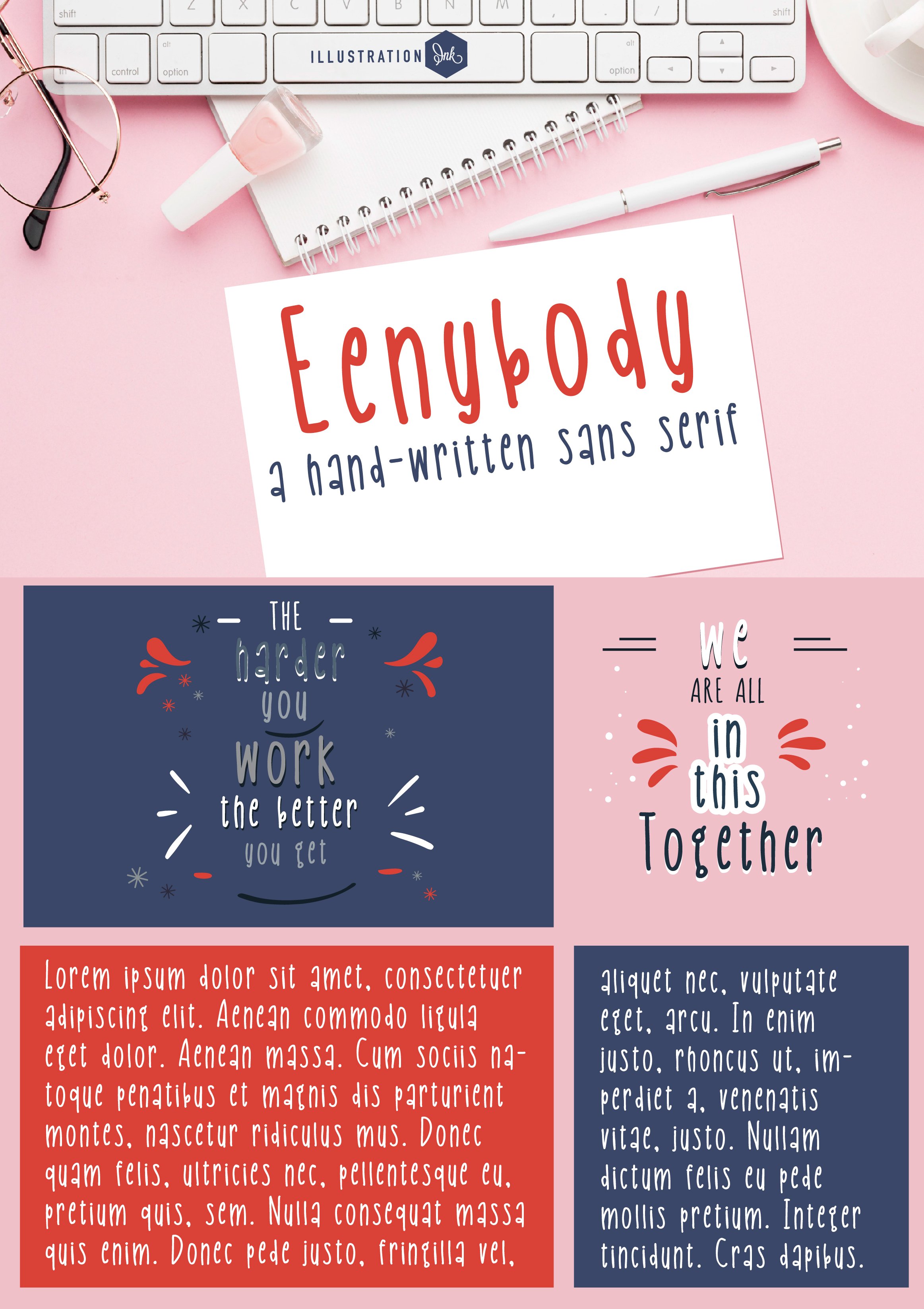 Hand-crafted, hand-printed font