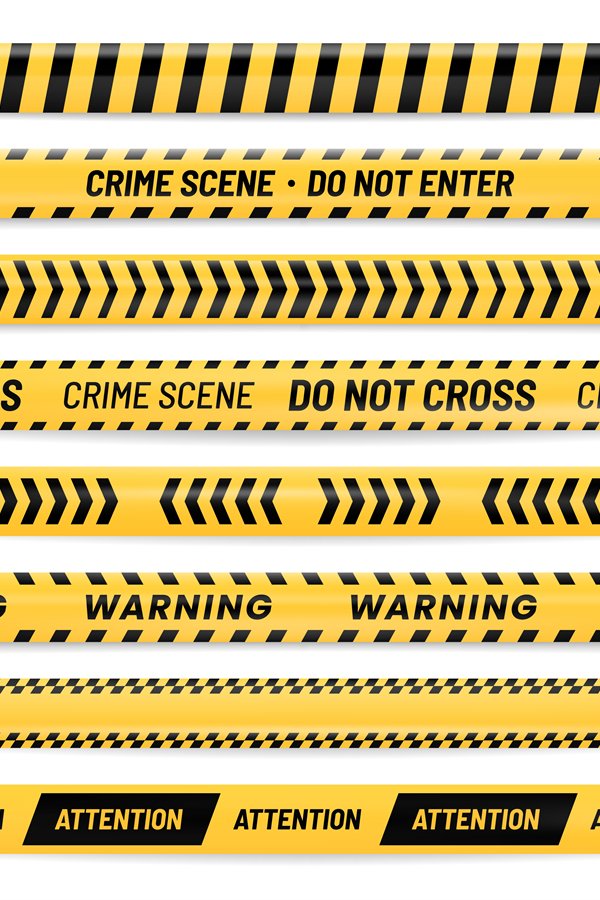 Danger ribbon. Alert stripes, warning tape and striped yello
