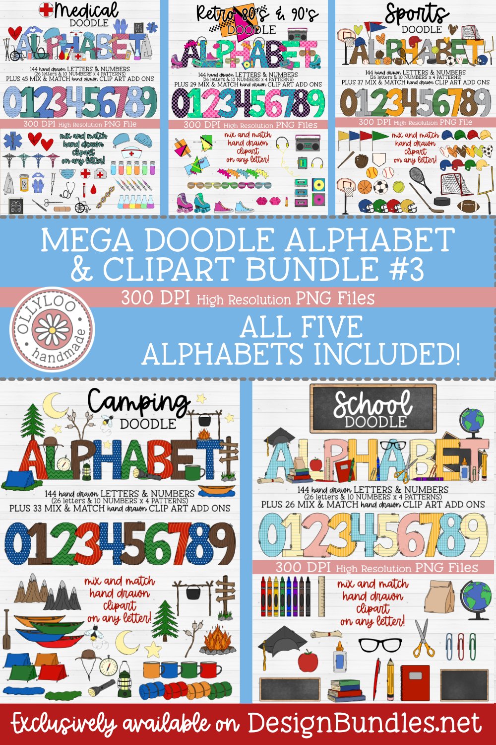 Mega Doodle Alphabet Bundle with Hand Drawn Clipart #3