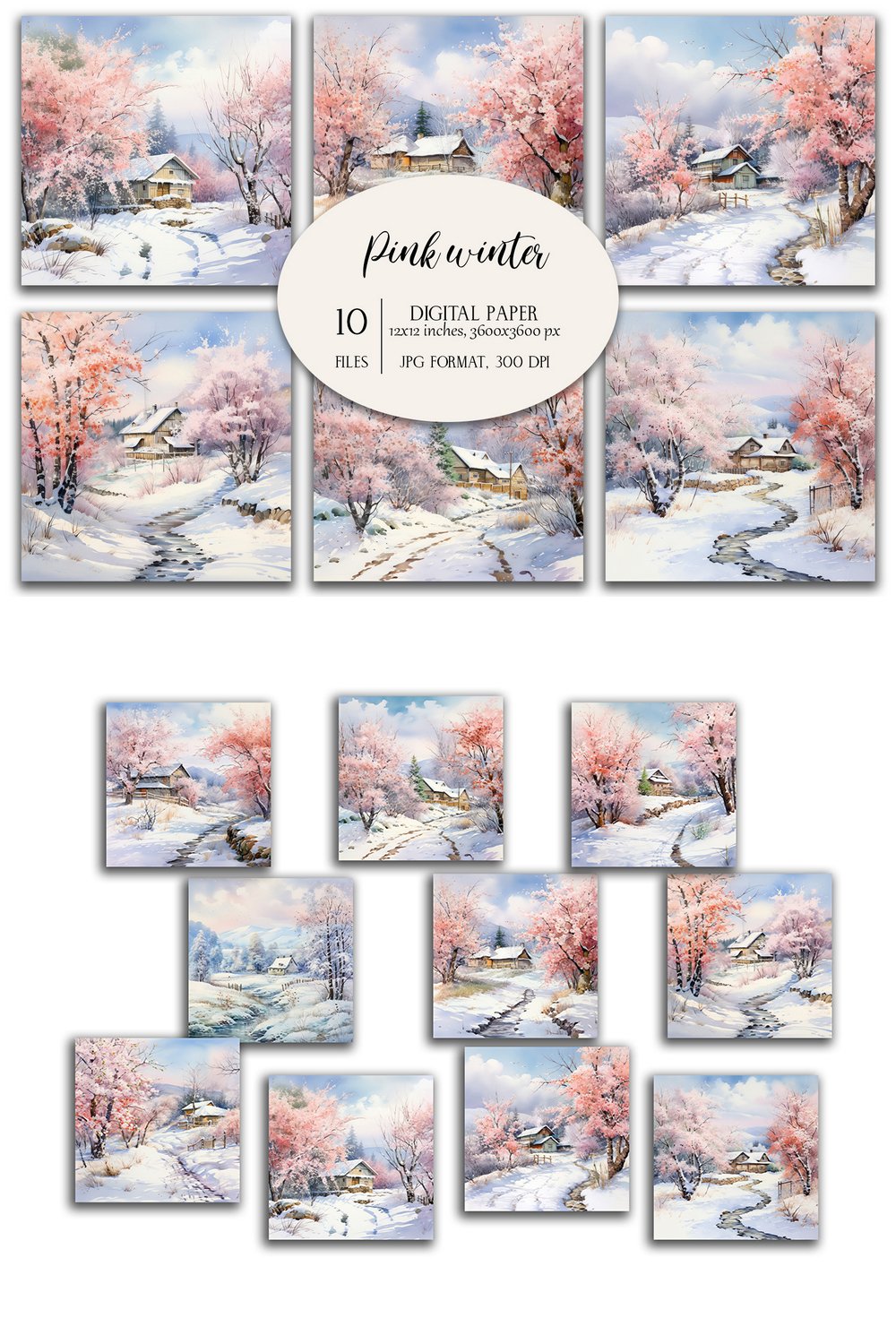 Pink Winter Backgrounds, Digital Paper