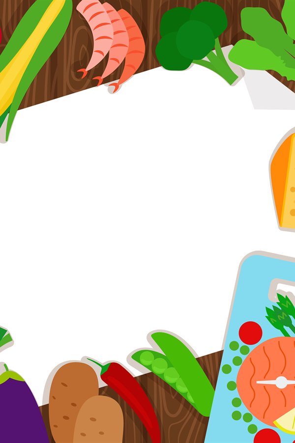 Healthy food and paper blank template