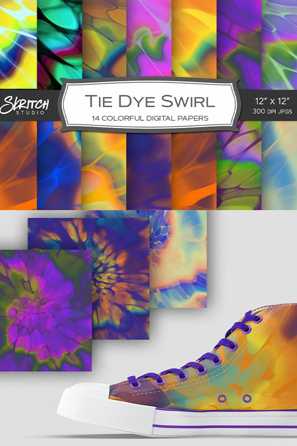 Tie Dye Swirl - 14 Colorful Digital Textures