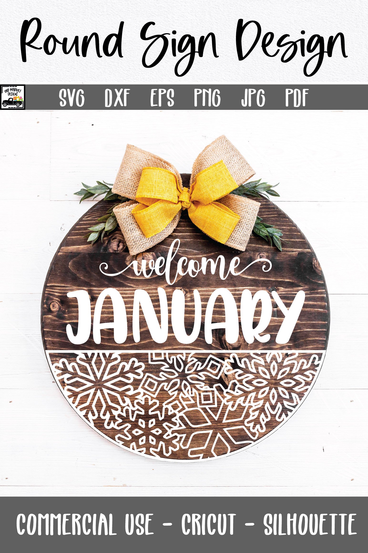 Welcome January SVG File | Round Door Sign SVG File