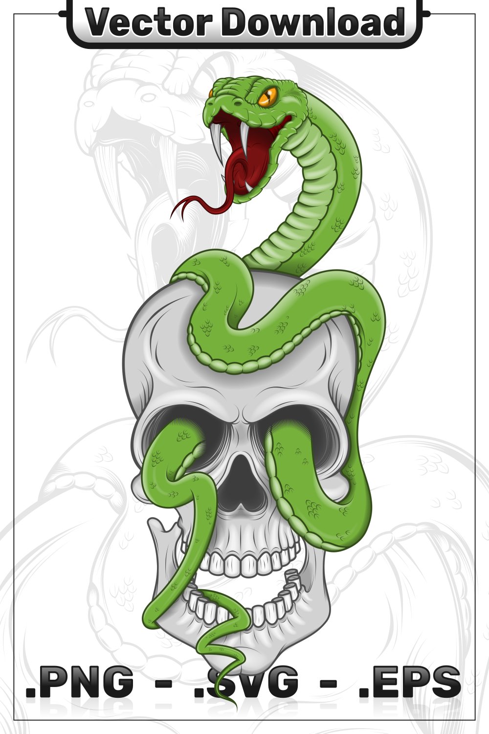 Skull With Snake Vector Design