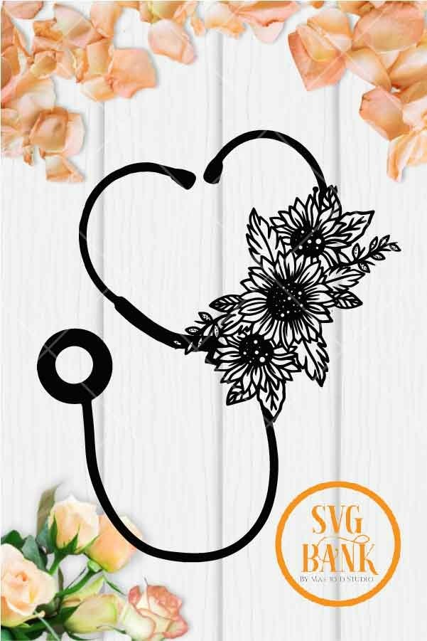 Sunflower Stethoscope svg, Floral Nurse SVG