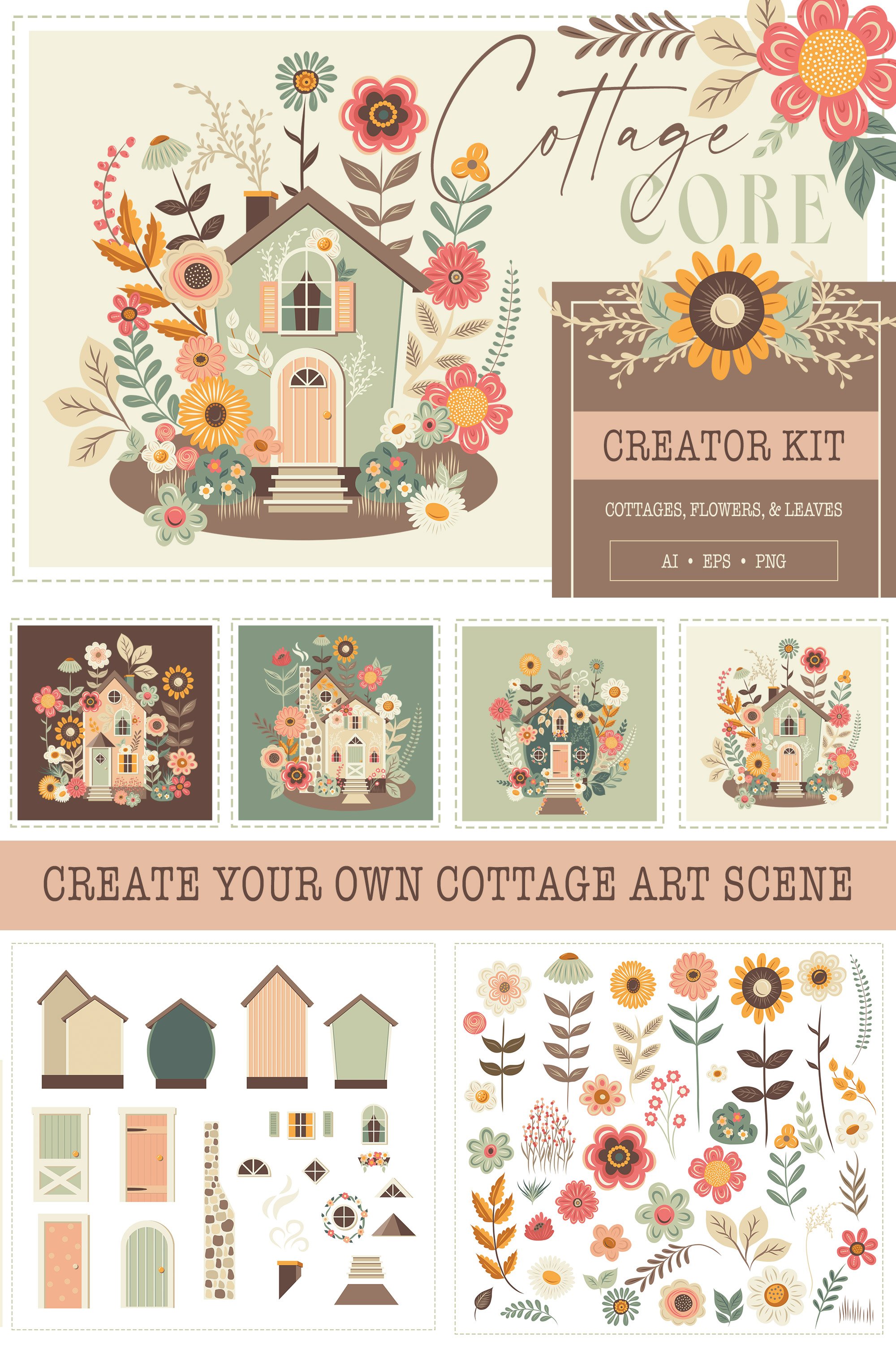 Cottage Core Vector Illustration Creator Kit