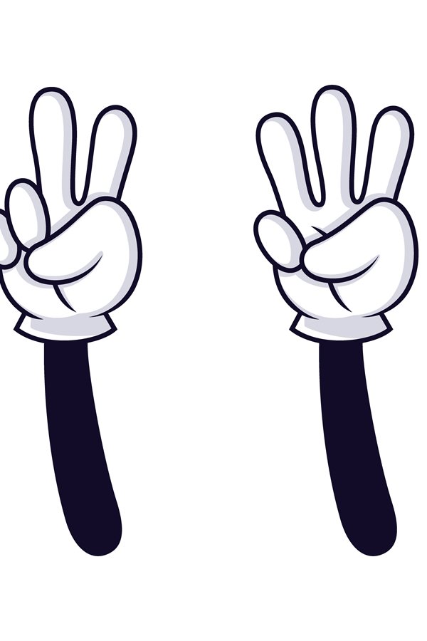 Cartoon hand numbers. Gesture counting sign, hands in white