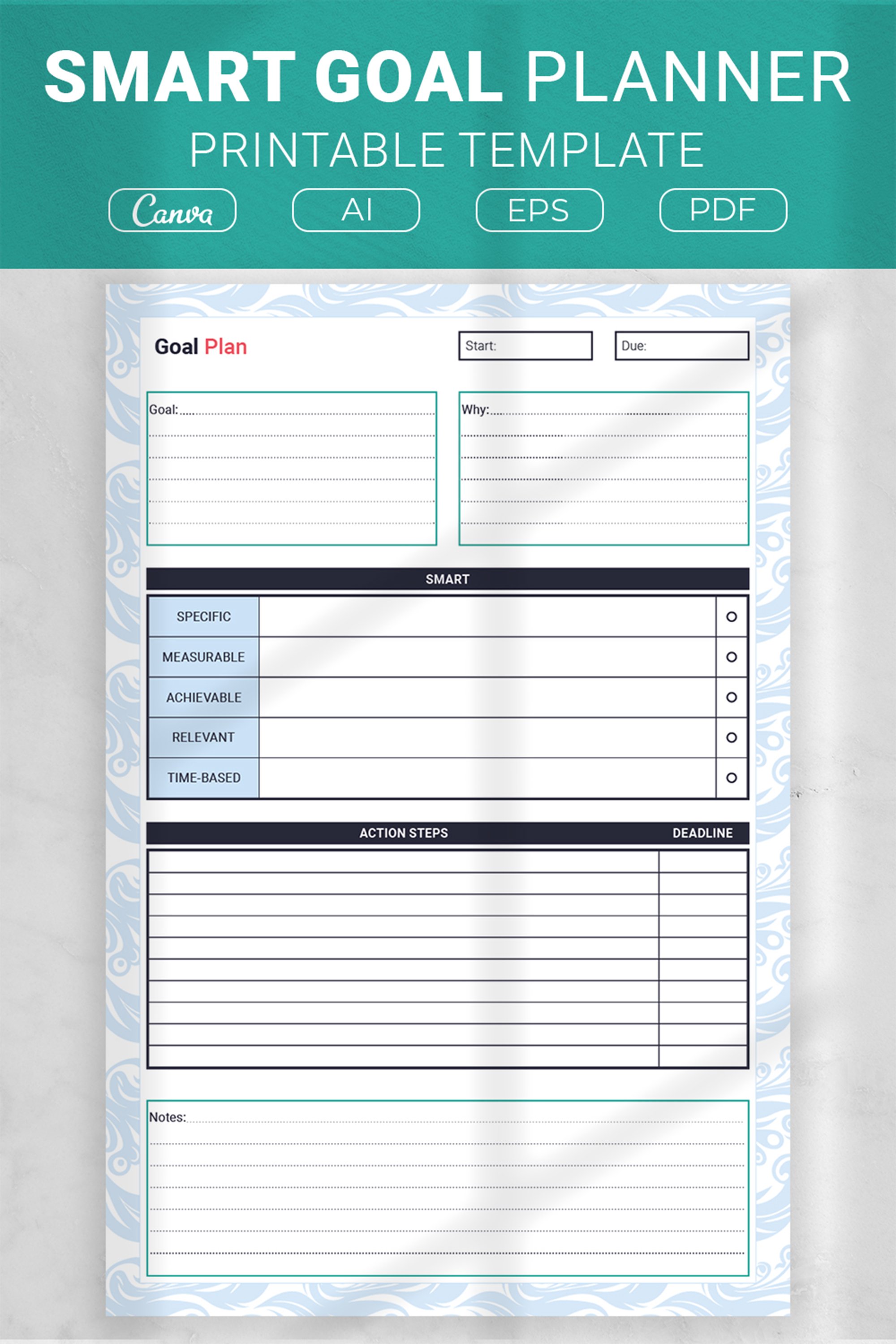 SMART Goal Planner Printable Template (2932954)