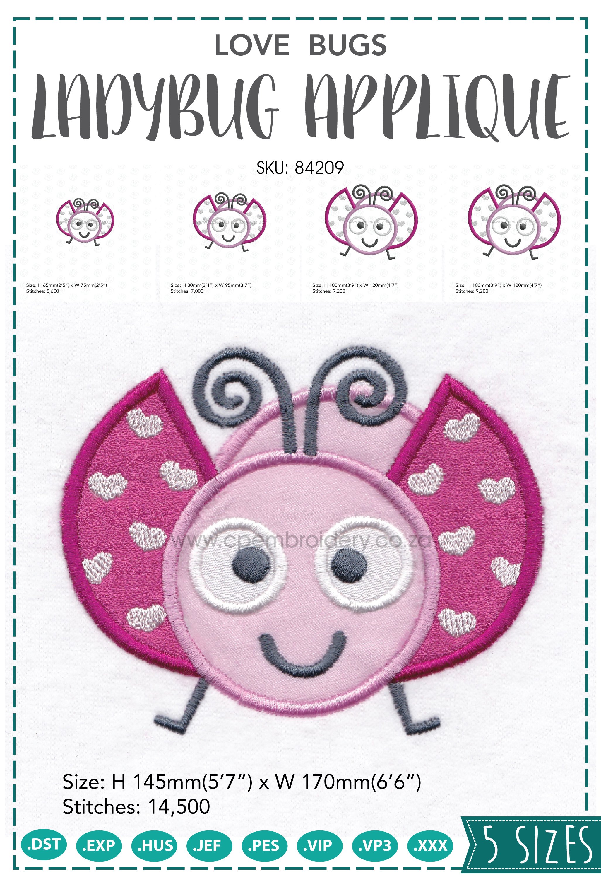 Ladybird | Ladybug | Love Bug Applique Embroidery Design