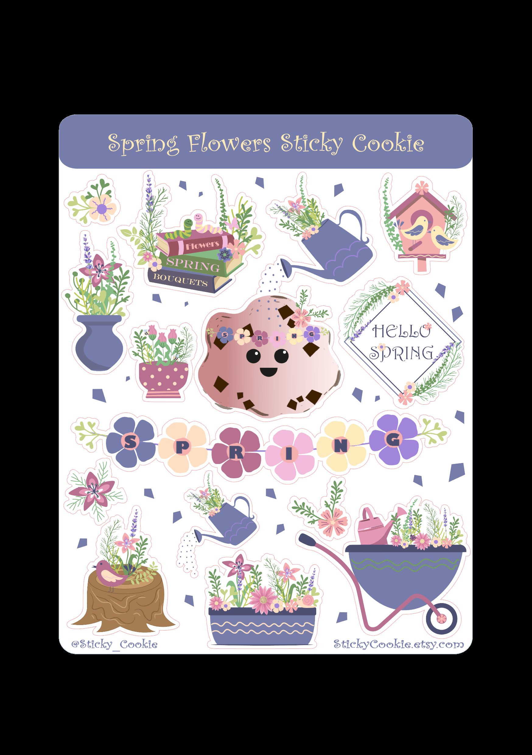 Digital Spring flowers clipart