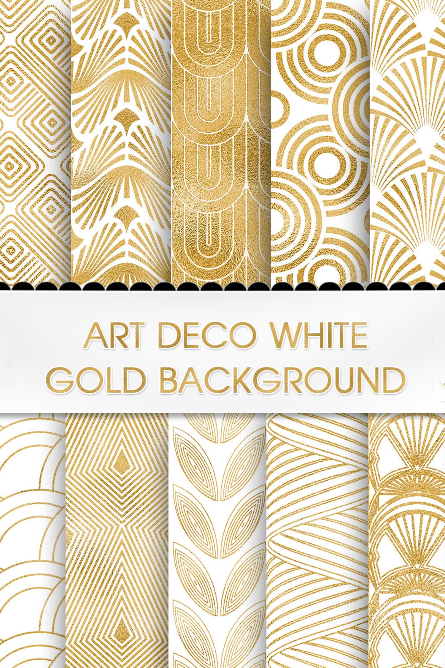 Art Deco Gold and White foil Digital Seamless Printables