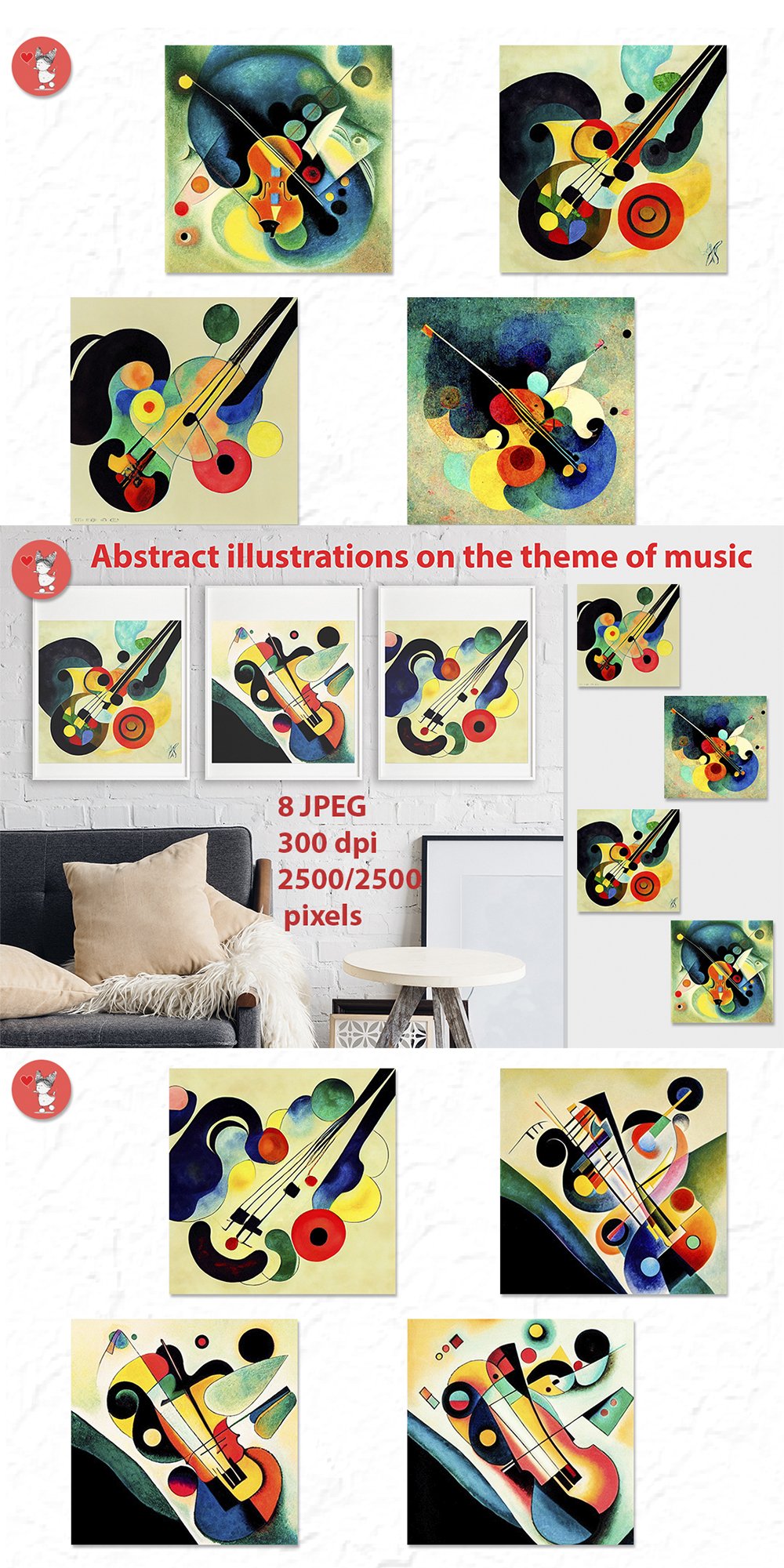 Abstract illustrations on the theme of music