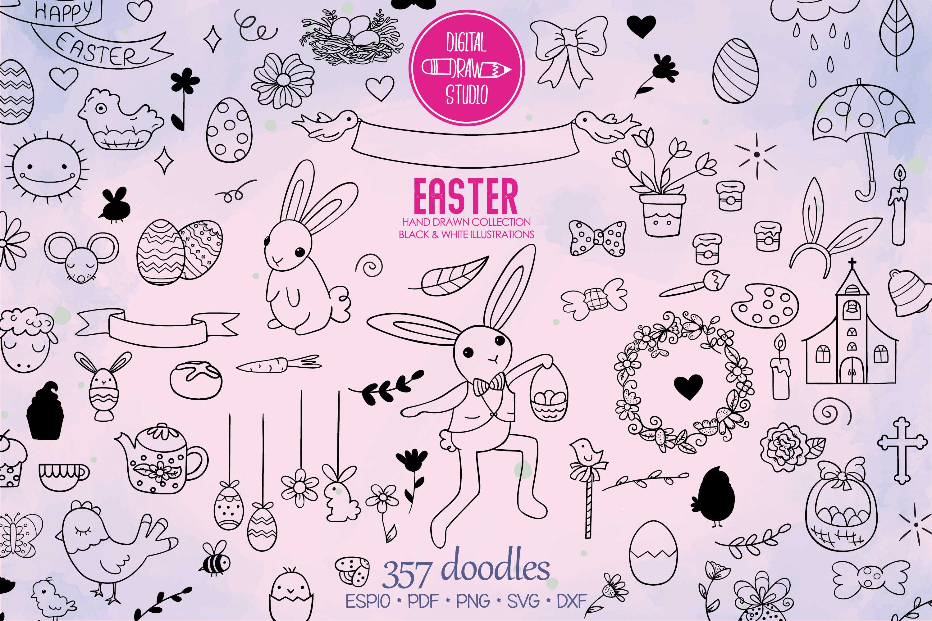 Easter Doodles | Egg, Bunny, Flower, Sheep, Chocolate, Chick