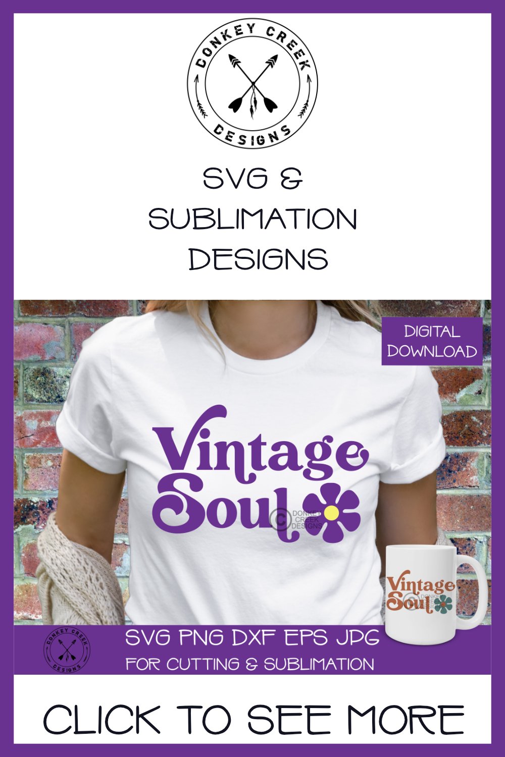 Vintage Soul Sublimation SVG Design|Retro Hippie PNG