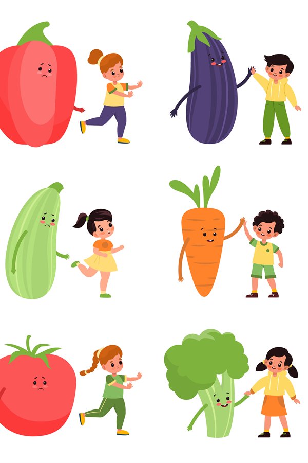 Kids with vegetables. Small children and big (1352901)