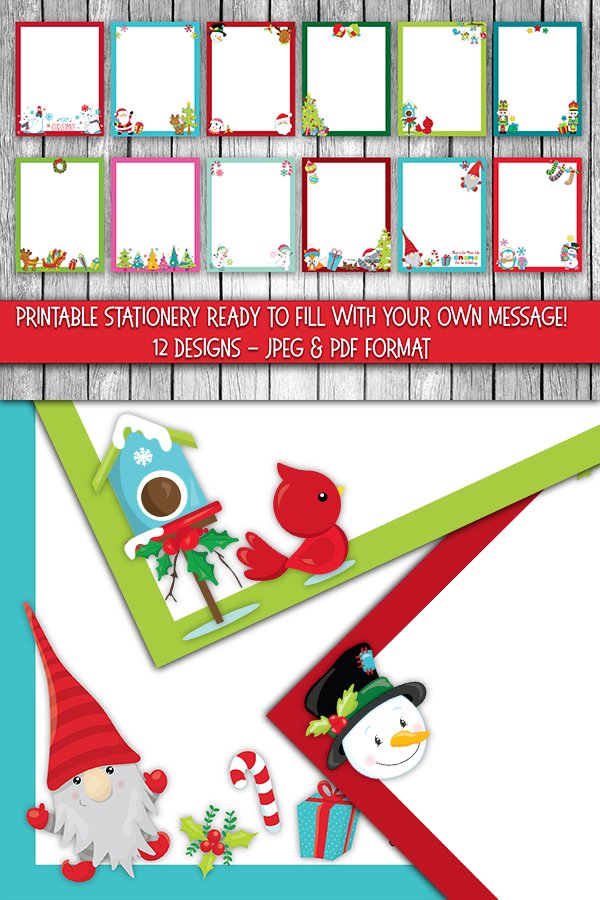 Christmas Stationery - Cute Christmas Digital Paper (386689) | Papers ...