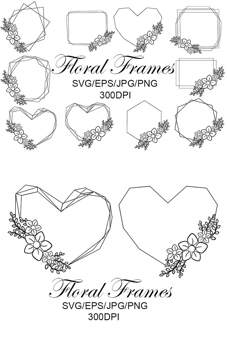 Geometric Floral Frames SVG. Wedding. Flowers. (1588383)