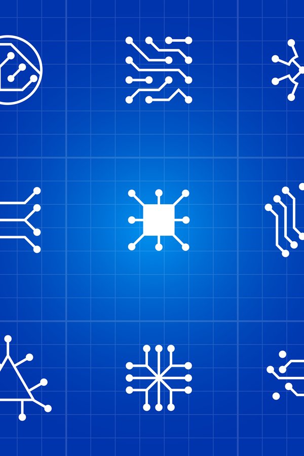 White electronic computer chip circuit and motherboard equip